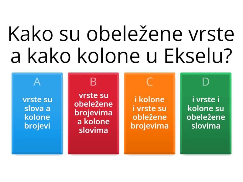 Inicijalni test - Eksel - Quiz