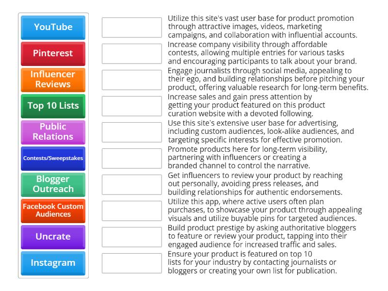 PD - Level 2 - Lesson 8 - Promoting a Product - Activity 1 - Match up
