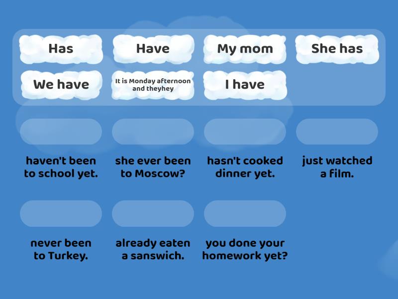 Present perfect, revision - Match up