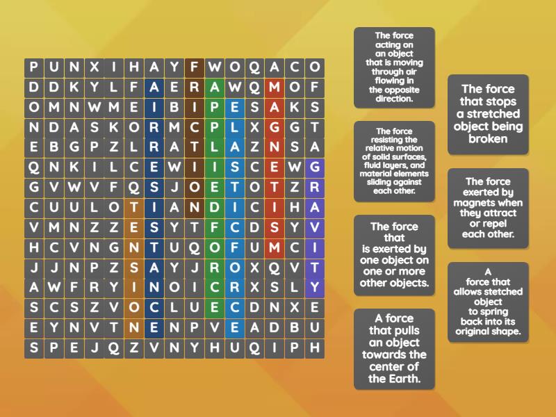 Forces Revision - Wordsearch
