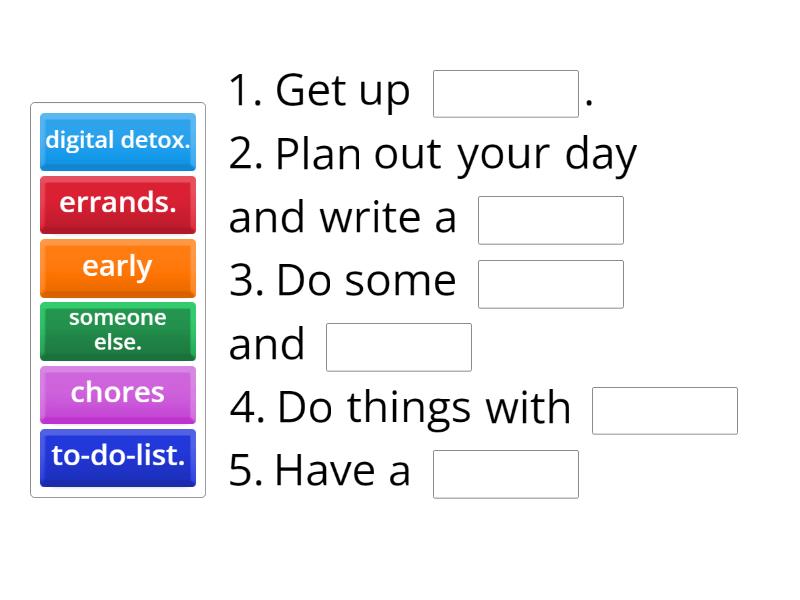 OL_A1_5 Tips for a enjoyable and productive weekend - Complete the sentence