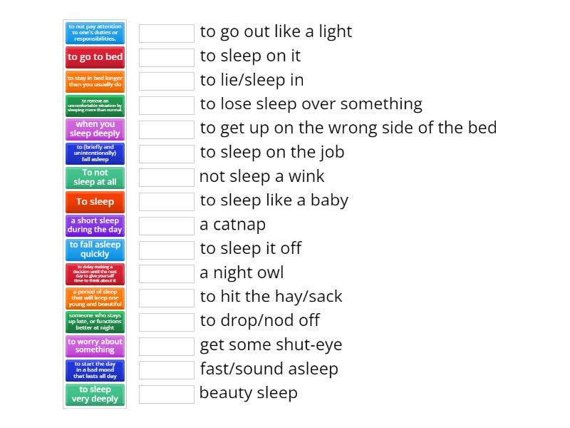 UI 6A Sleep Idioms & Phrases - Match up
