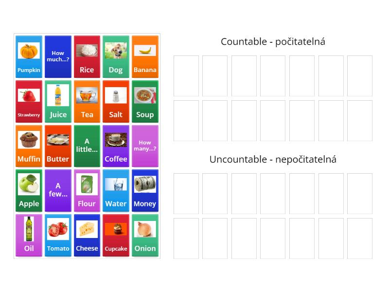 More 2 U7 Countable and uncountable nouns - Group sort