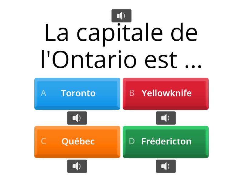 Les capitales des Provinces et Territoires du Canada - Quiz