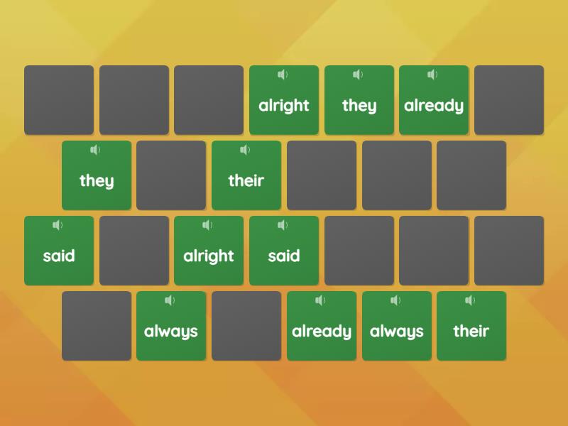 Tricky Words - Term 2 Match - Matching pairs
