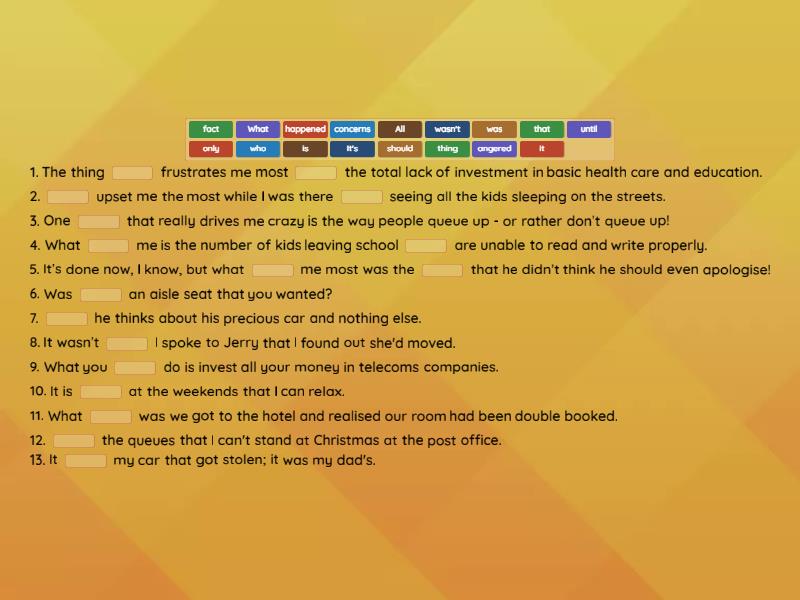 7B Grammar: Cleft Sentences 2 - Missing word