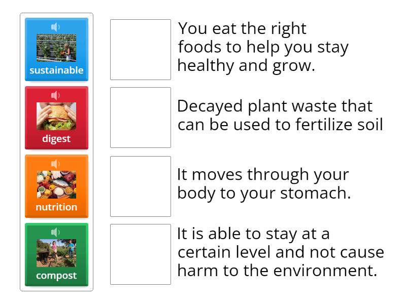HMH 4 Eco-Friendly Food: Vocabulary - Match up