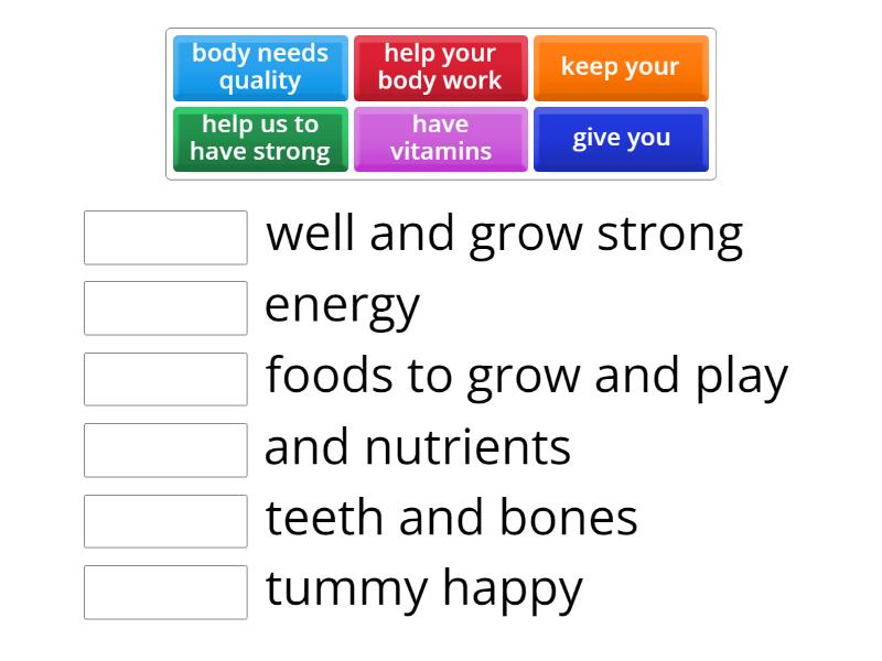 Healthy eating - matching - Match up