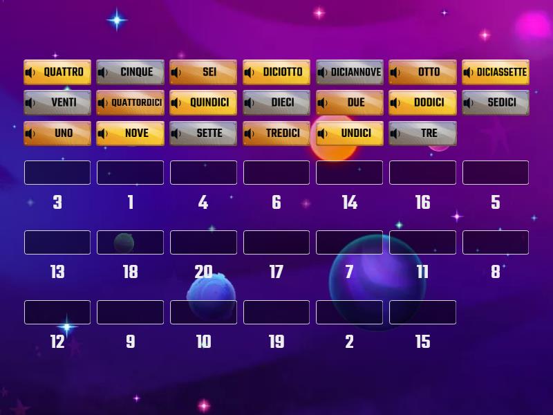 Numeri entro il 20 (nomi) - Match up