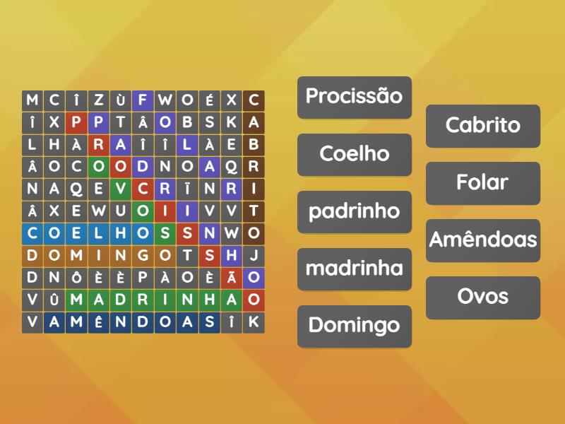 Sopa letras_Vocabulário da Páscoa - Wordsearch