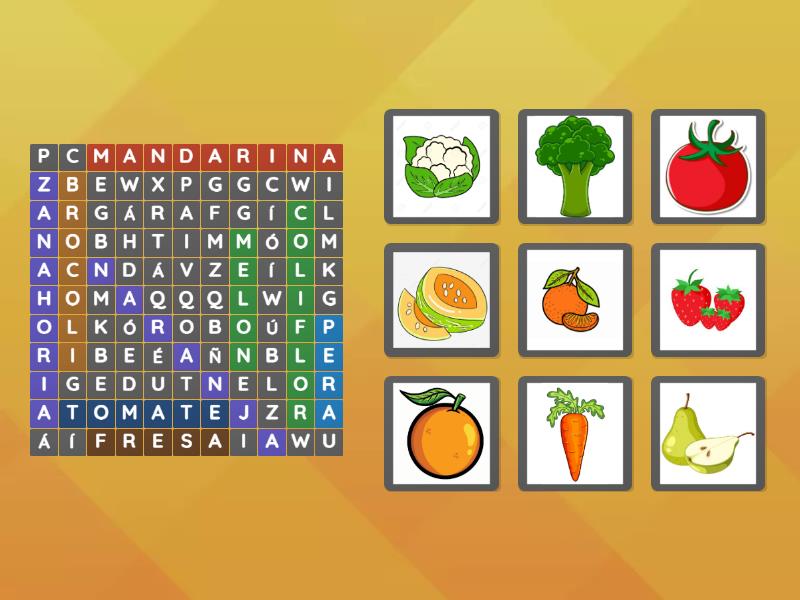 Sopa de Letras Frutas y Verduras - Wordsearch