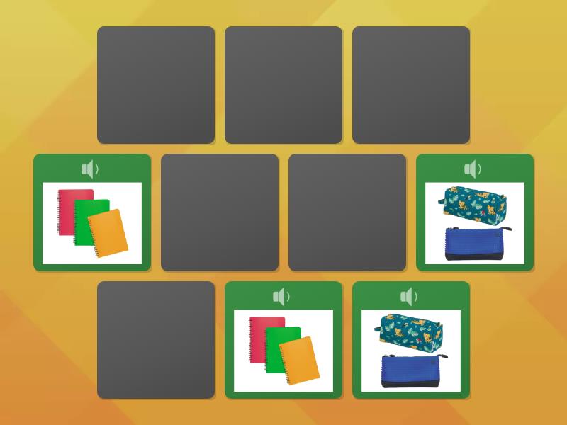Counting School Supplies - 1 - Matching pairs