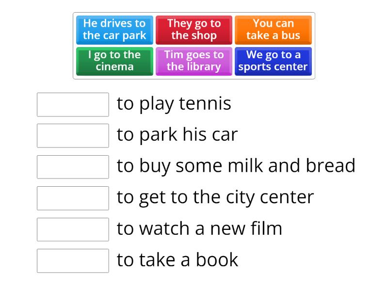 Infinitive of purpose A1 - Match up