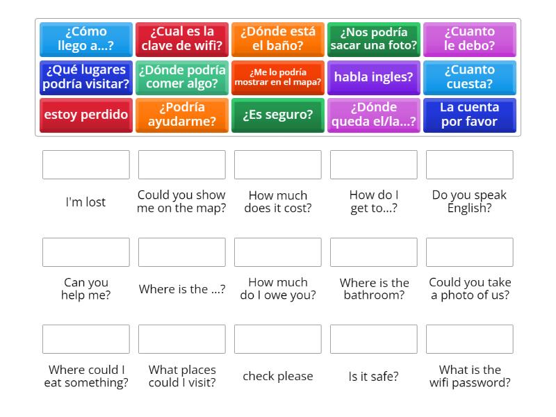 Vocabulario de viaje - Match up