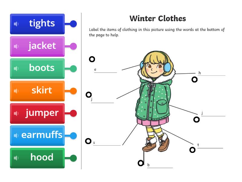 Winter clothes - Labelled diagram