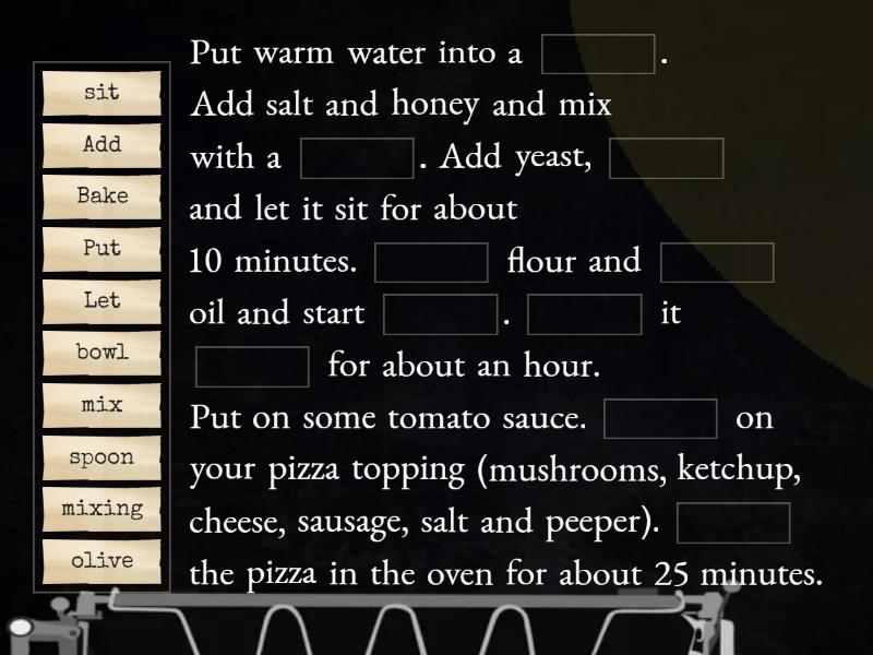 Pizza Recipe - Complete the sentence