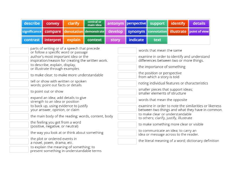 OST Testing Vocabulary-Part 1 - Match up