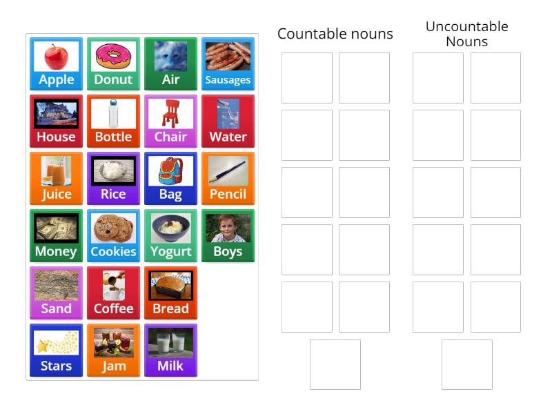 COUNTABLE AND UNCOUNTABLE NOUNS P2 - Group sort