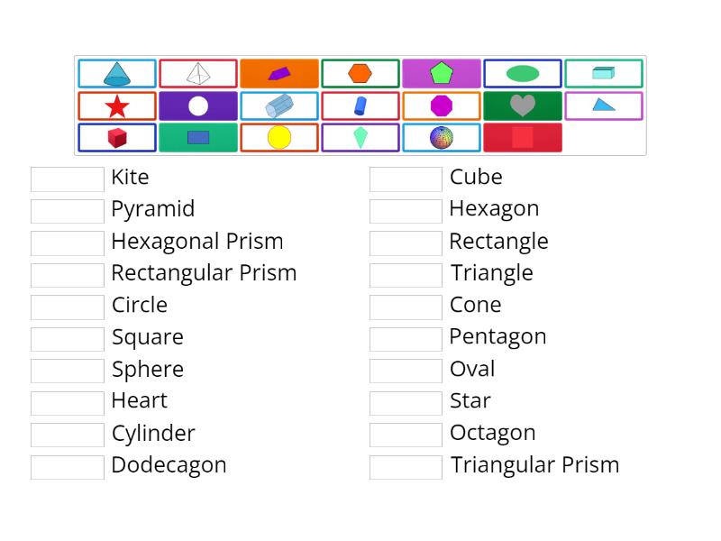 2D and 3D Shapes Match Up - Grade 3 - Une las parejas