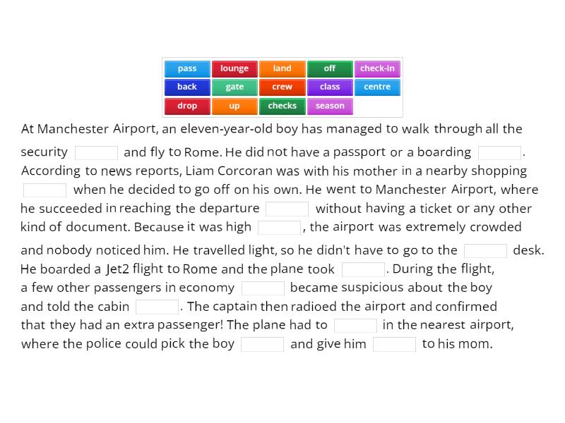 Airport story - Complete the sentence