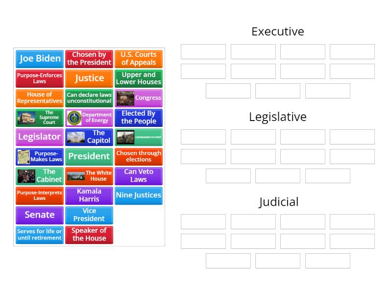 Three Branches of Government - Group sort
