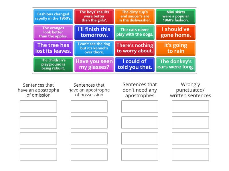 Apostrophe year 4 - Group sort