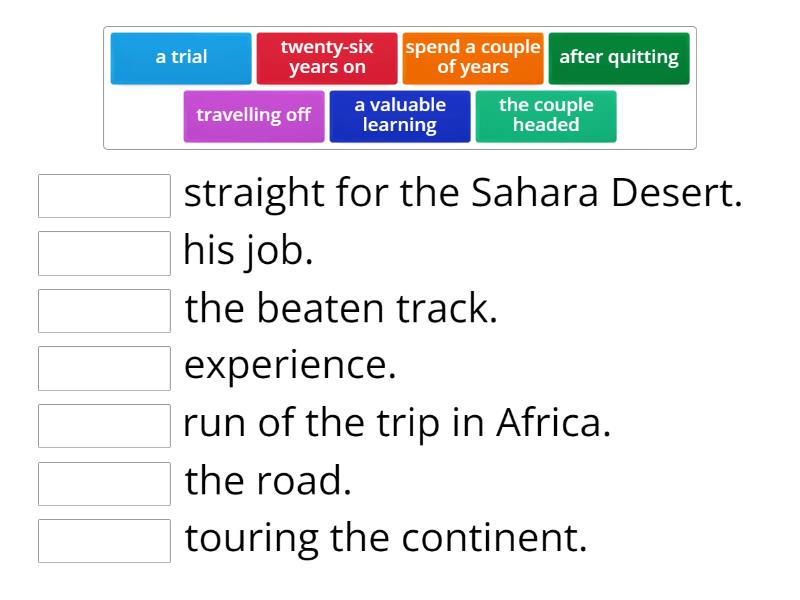 Matching task - Match up