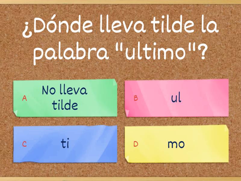 Palabras esdrujulas acentuación tilde - Cuestionario