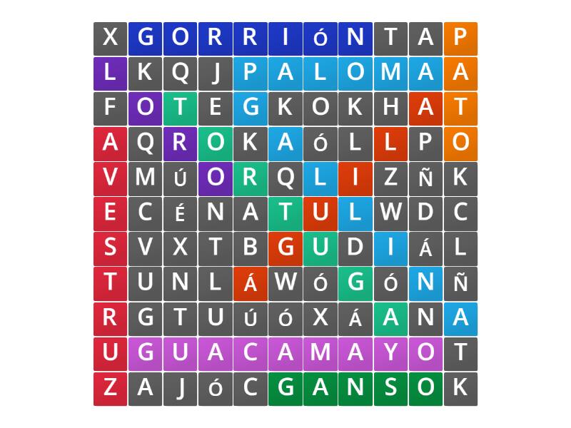 animales ovíparos - Sopa de letras