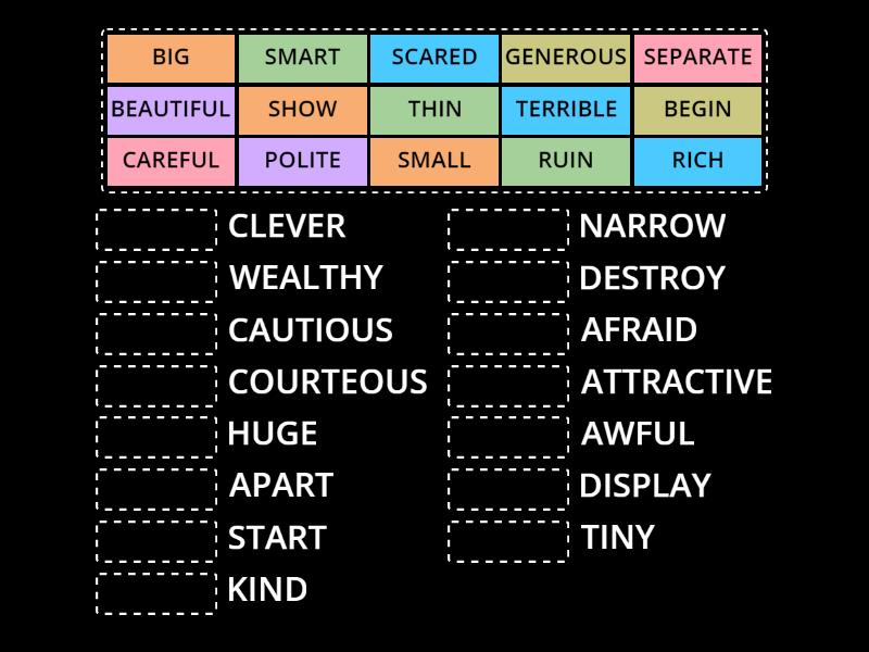 SYNONYMS - Match up
