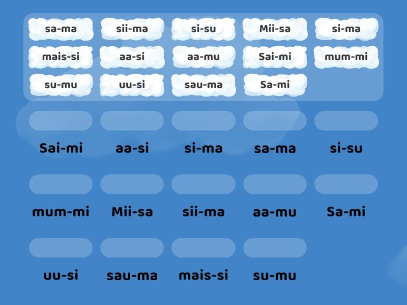 Klikkaa samaa sanaa! AISUM - Match up