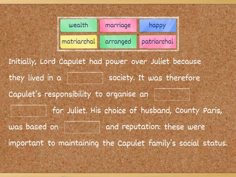 211Juliet and Capulet gapfill - Complete the sentence
