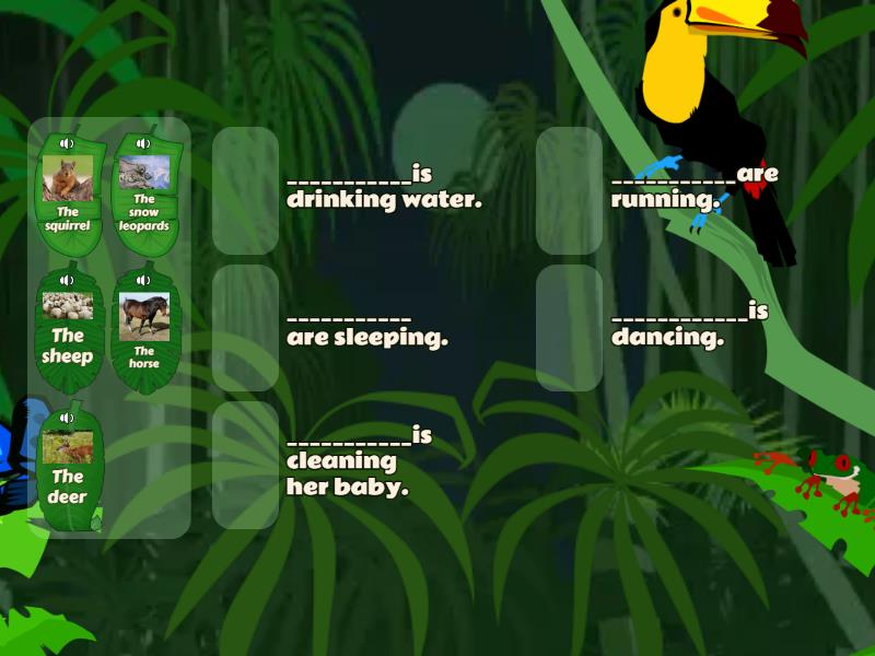 present continuous. animals actions - Match up