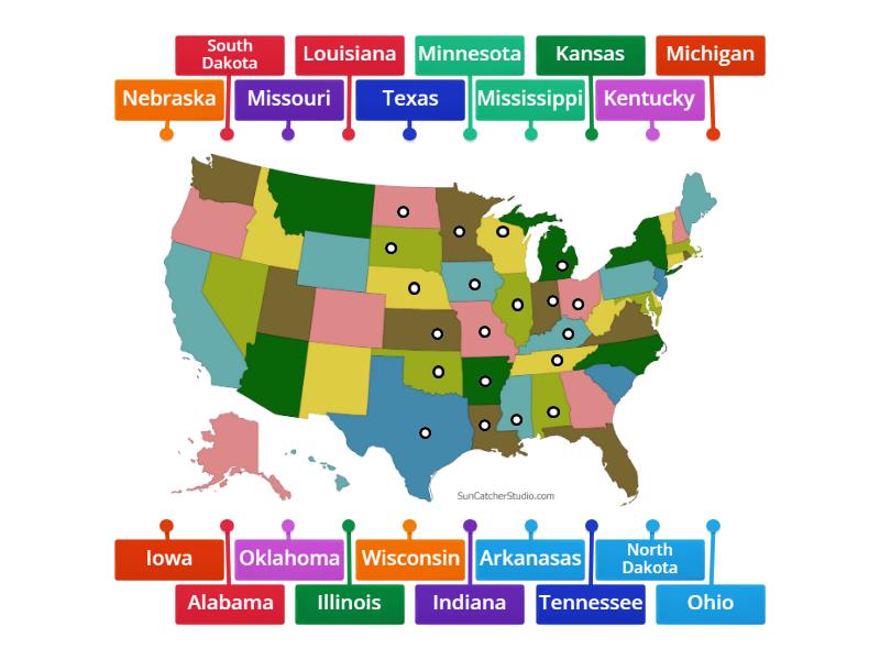 US States 2 - Labelled diagram