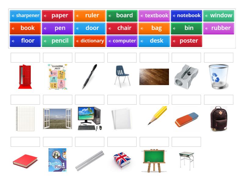 classroom objects - Match up
