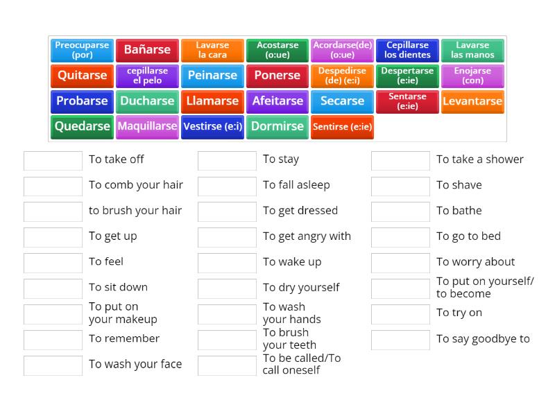 Reflexive verbs Daily routine Spanish - Match up