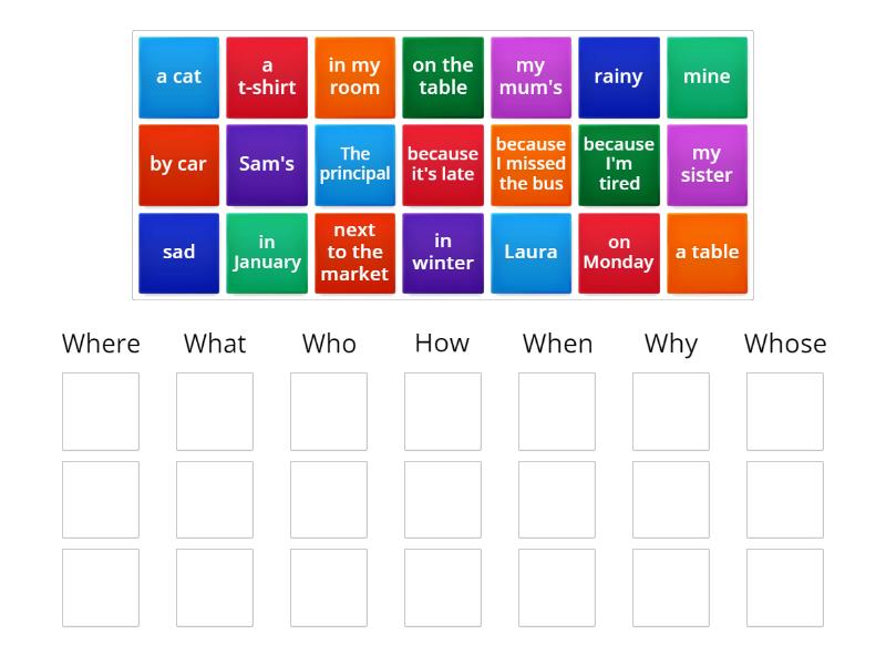 WH- Questions sorting - Group sort