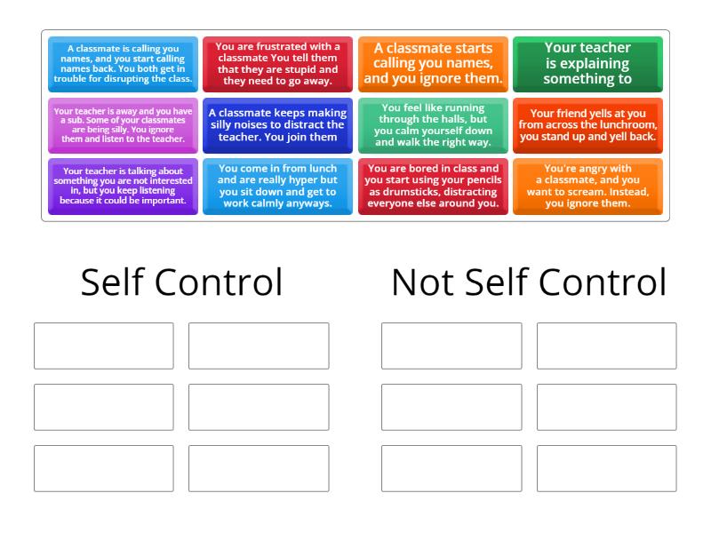 Self Control; Behavior - Group sort
