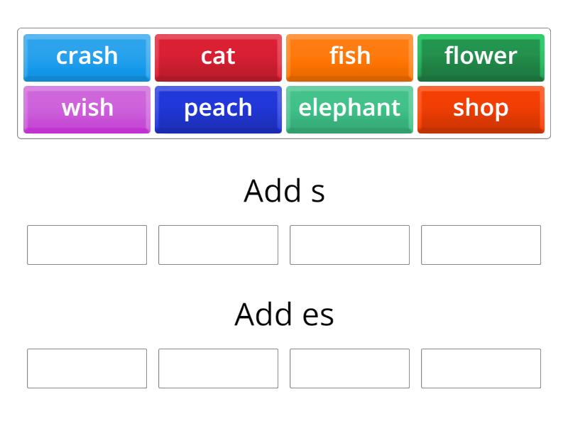 Plurals - s and es 1 - Group sort