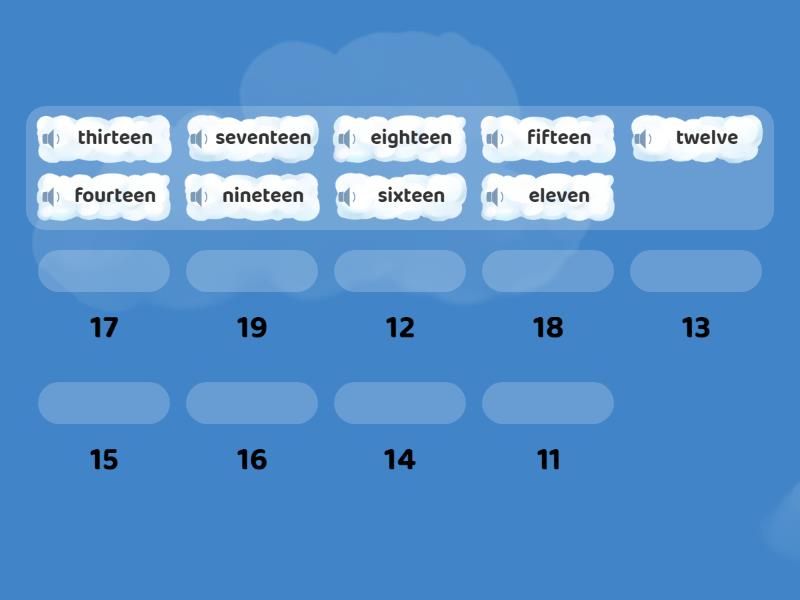 Quantitative numbers 11-19 - Match up