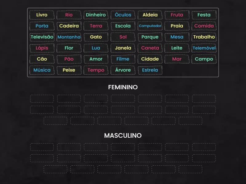 Nomes comuns - Elementar - Feminino ou Masculino? - Group sort