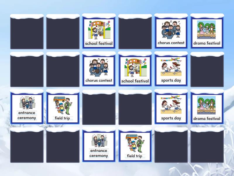 6th Grade Unit 7 - My Best Memory - Matching pairs