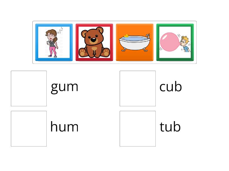 Oxford phonics 2. Unit 8. -ub -um. - Une las parejas