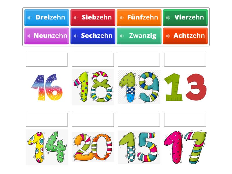 DEE A1.1 L1 : Zahlen von 13 bis 20 (Teil 2) - Eşleştir