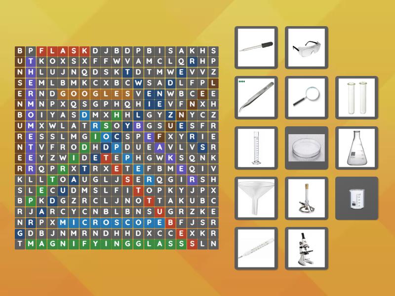 Lab tools and equipment - Wordsearch