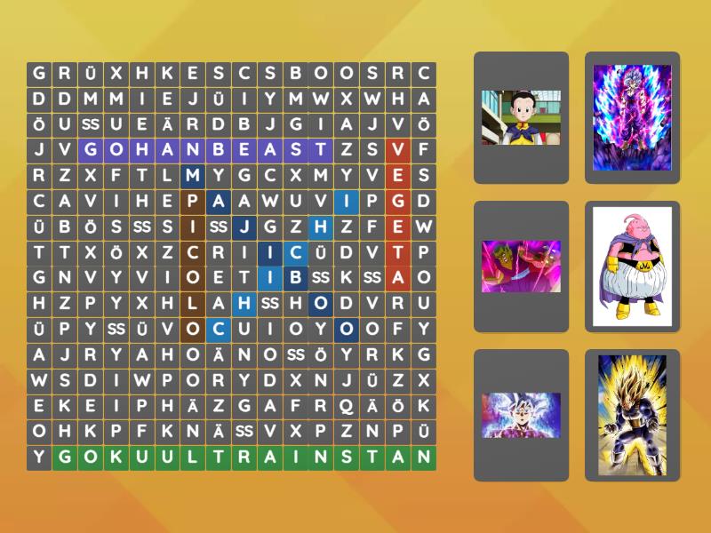 Dragon ball z - Wordsearch