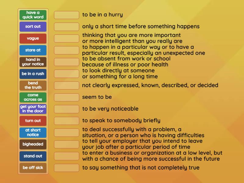 Outcomes_Intermediate_Unit_5_(Vocabulary revision) - Match up