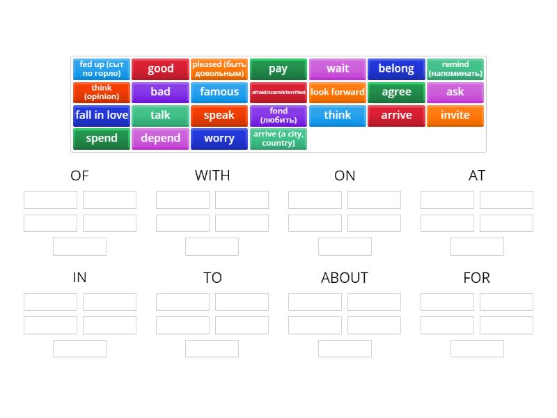 EF pre-intermediate Verbs + prepositions - Group sort
