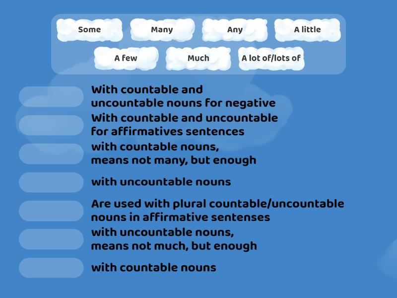 Quantifiers definition - Match up
