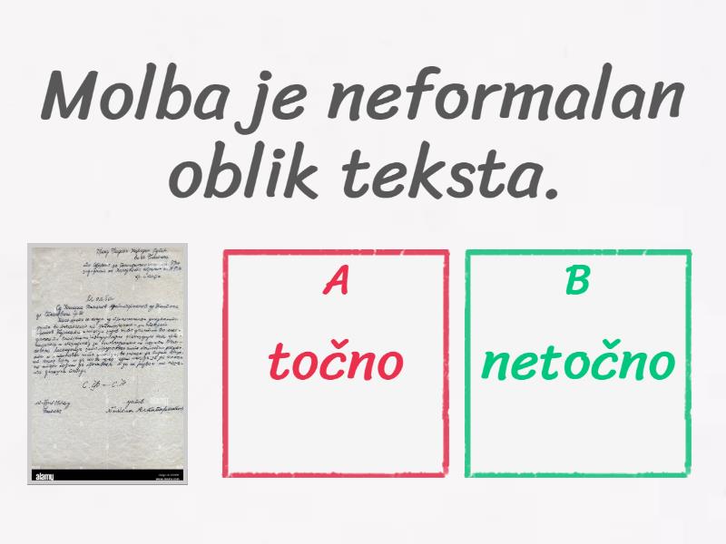Kako napisati molbu - Quiz